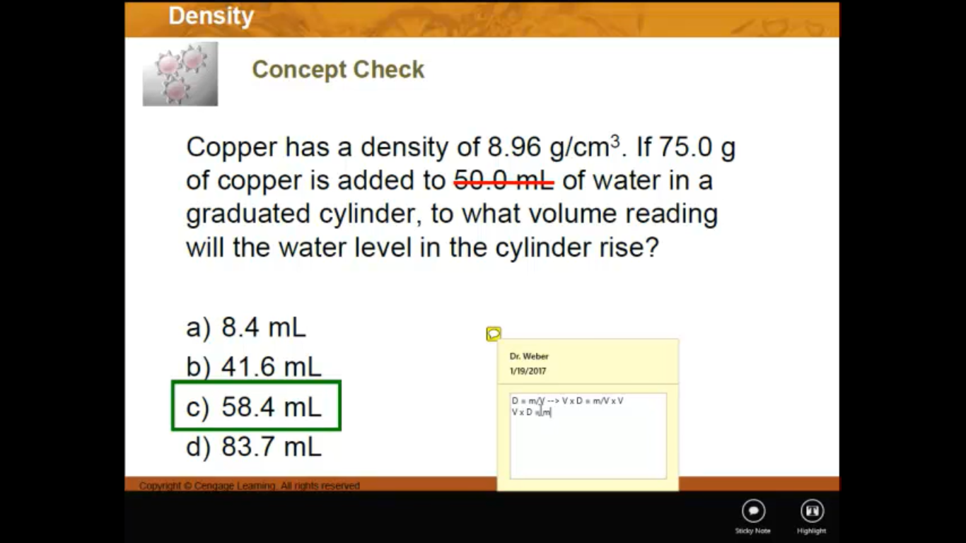 Solved Section 2.8 Density Exercise If an object has a mass | Chegg.com