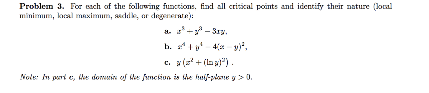Solved Problem 3. ﻿For each of the following functions, find | Chegg.com