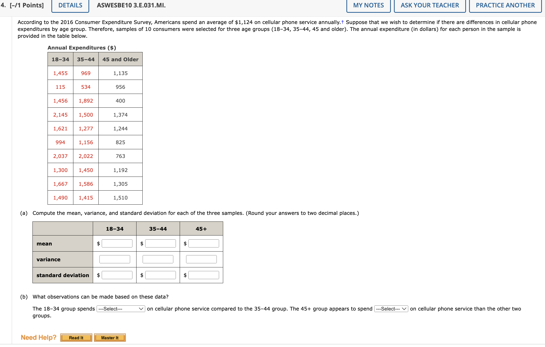 Solved provided in the table below. (a) Compute the mean, | Chegg.com