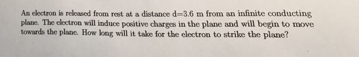 Solved An electron is released from rest at a distance d=3.6 | Chegg.com