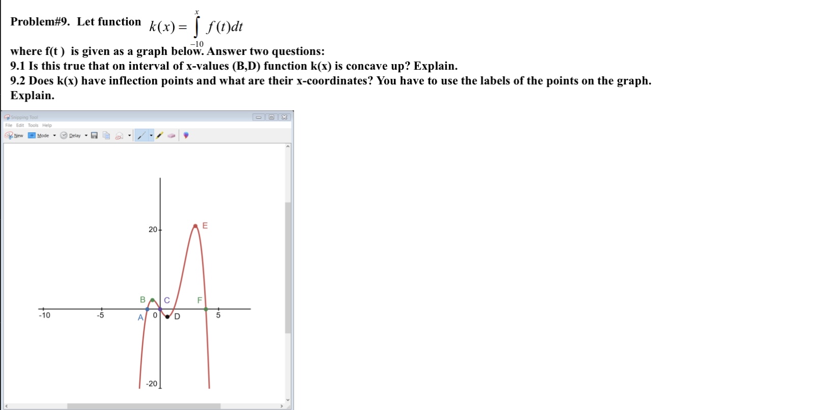 Solved Problem\#9. Let function k(x)=∫−10xf(t)dt where f(t) | Chegg.com