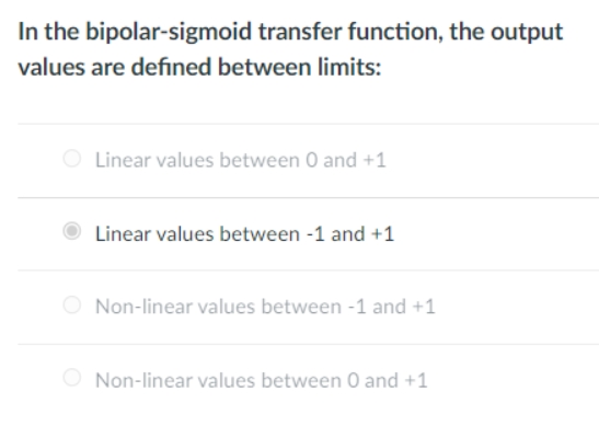 Solved In The Bipolar Sigmoid Transfer Function The Output 