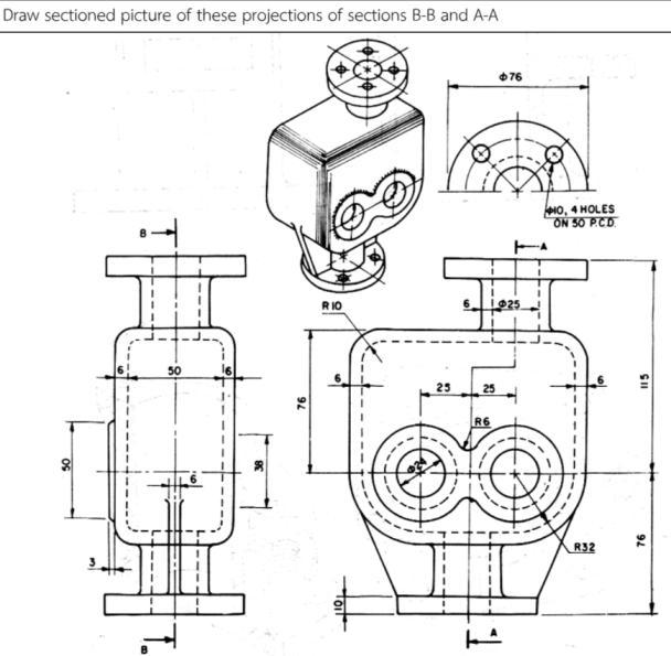 Solved Draw a sectioned picture of these projections of | Chegg.com