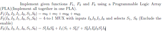 Solved Implement given functions F1, F2 and F3 using a | Chegg.com