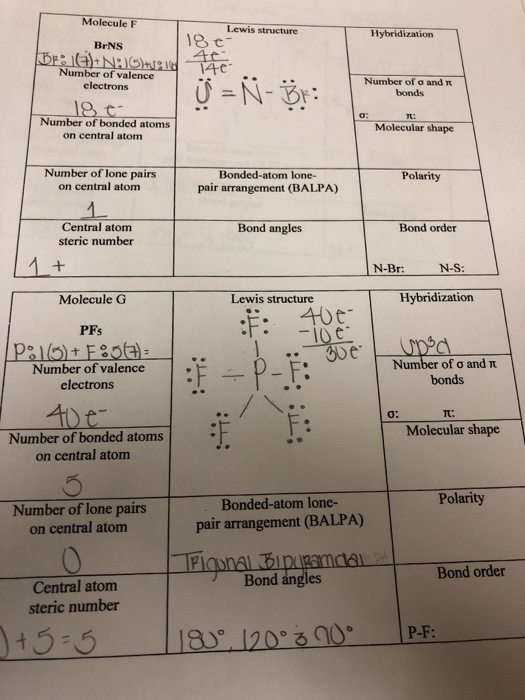 Solved Molecule F BrNS umber of valence Lewis structure | Chegg.com