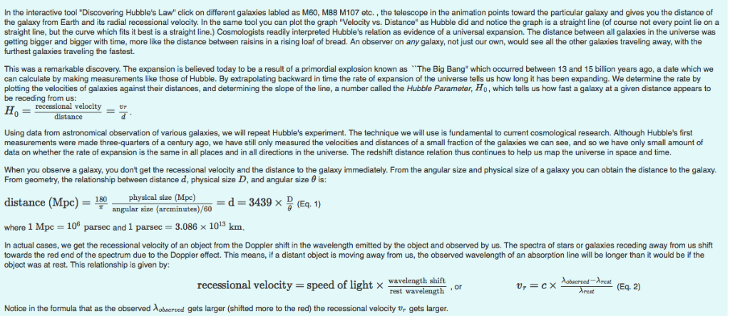 Solved In the interactive tool "Discovering Hubble's Law" | Chegg.com