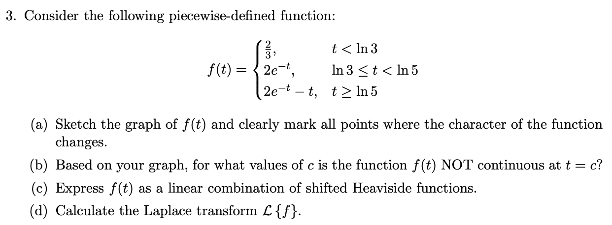 Solved 3. Consider the following piecewise-defined function: | Chegg.com