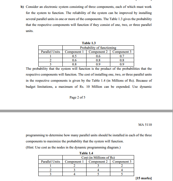 Solved b) Consider an electronic system consisting of three | Chegg.com