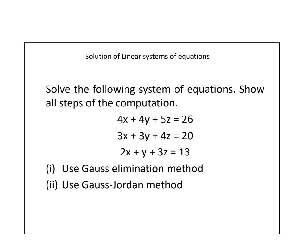 Solved Solution of Linear systems of equations Solve the | Chegg.com