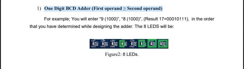 1) One Digit BCD Adder (First operand Second operand) | Chegg.com