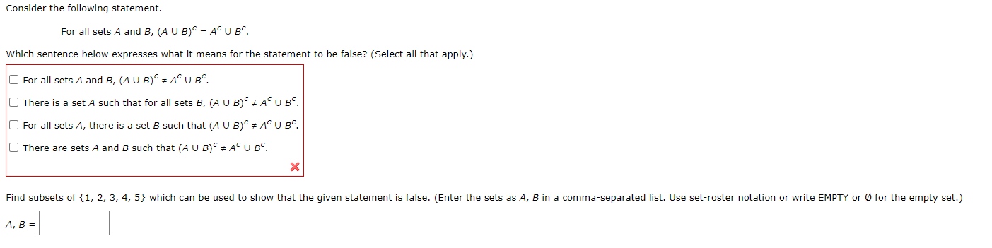 Solved Consider the following statement. For all sets A and | Chegg.com