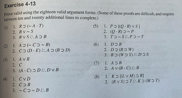 Solved Prove valid using the eighteen valid argument forms. | Chegg.com