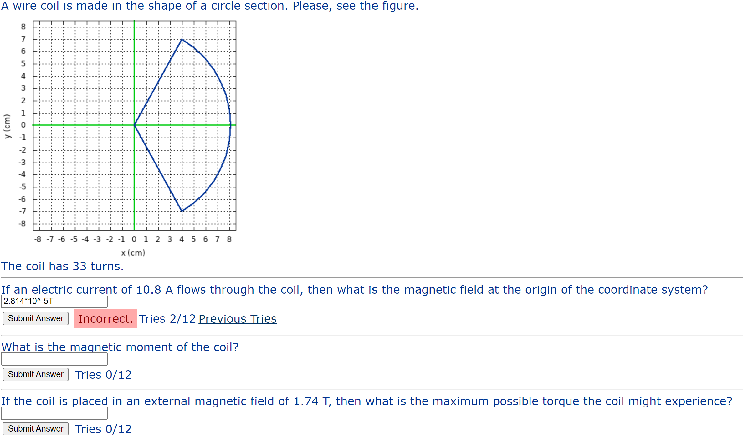 Solved A wire coil is made in the shape of a circle section. | Chegg.com