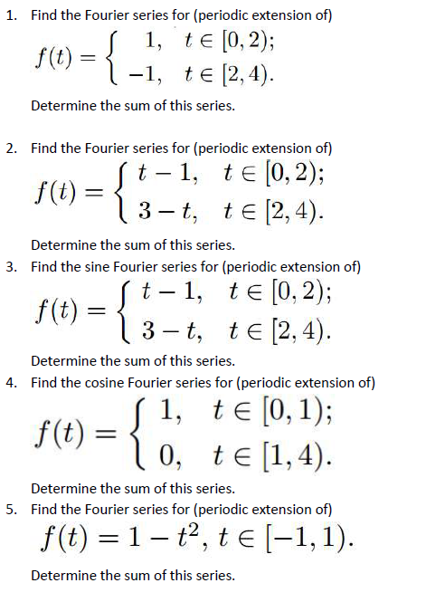 Solved 1. Find the Fourier series for (periodic extension | Chegg.com