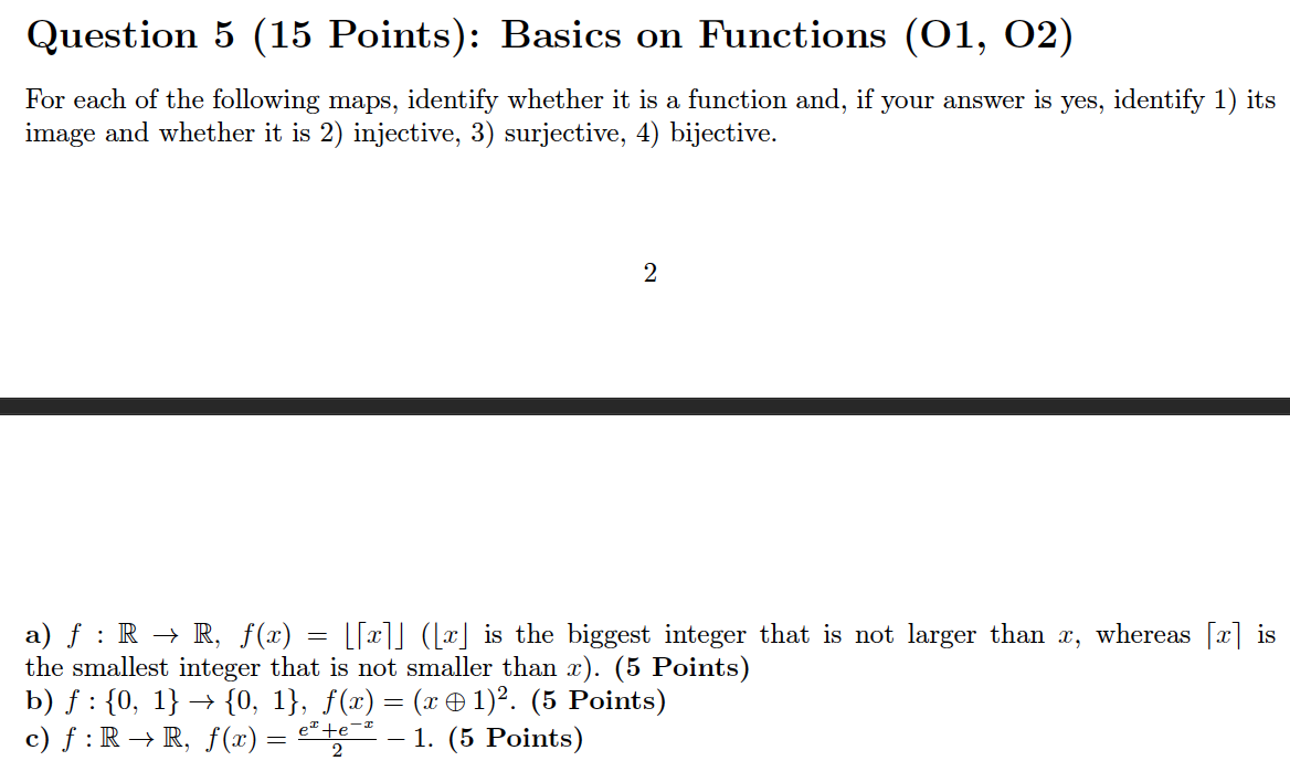 Solved Question 5 (15 Points): Basics on Functions (01, 02) | Chegg.com