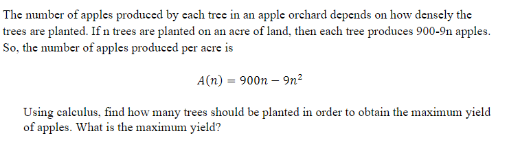 Solved The number of apples produced by each tree in an | Chegg.com
