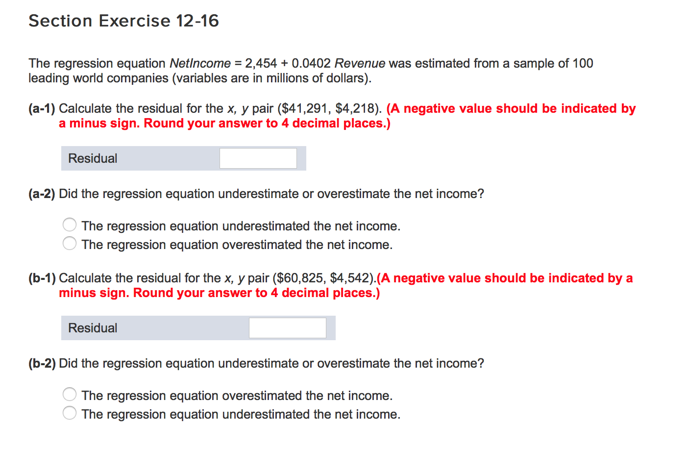Solved Section Exercise 12-16 The regression equation | Chegg.com