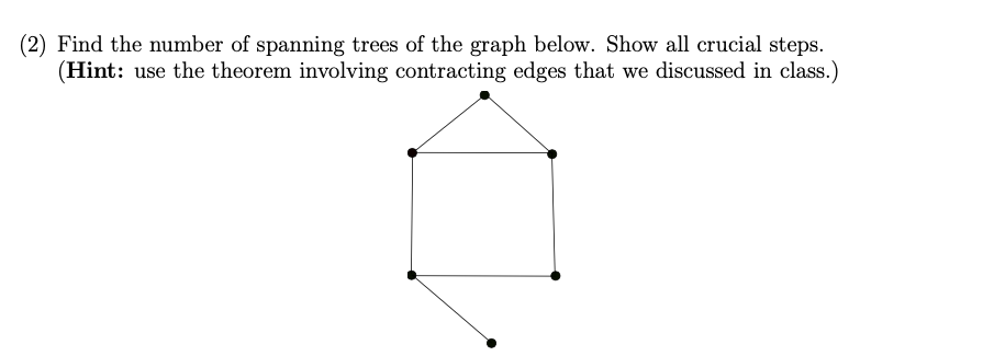 Solved 2) Find the number of spanning trees of the graph | Chegg.com