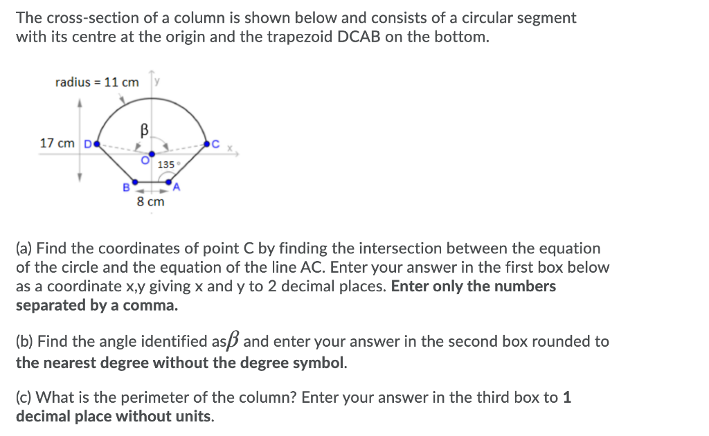 Solved The cross-section of a column is shown below and | Chegg.com
