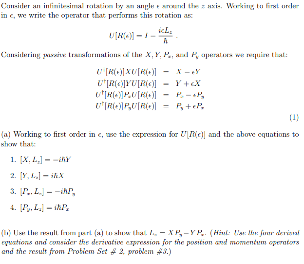 Solved Consider an infinitesimal rotation by an angle e | Chegg.com