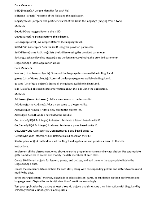 Solved Data Members: kidID (integer): A unique identifier | Chegg.com