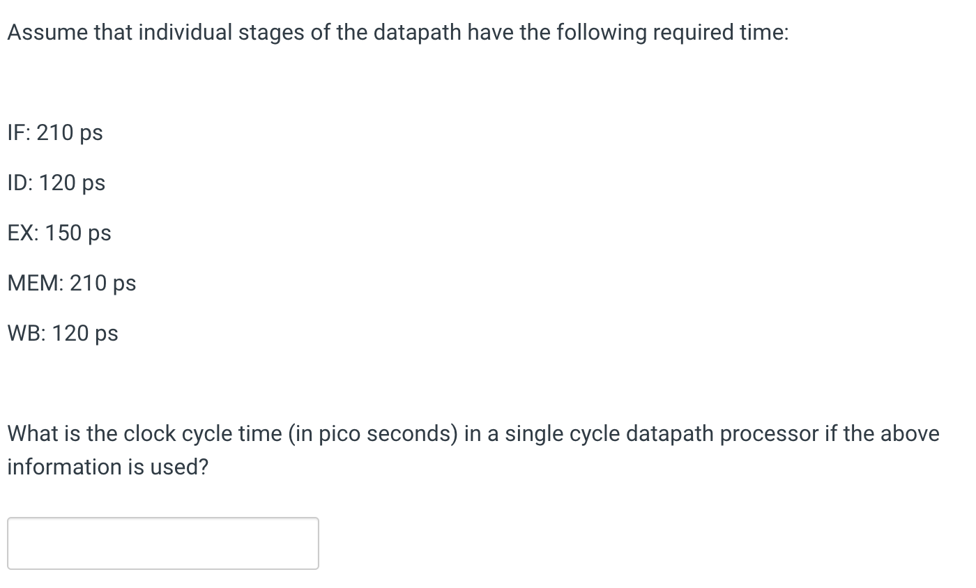 Solved Assume that individual stages of the datapath have | Chegg.com