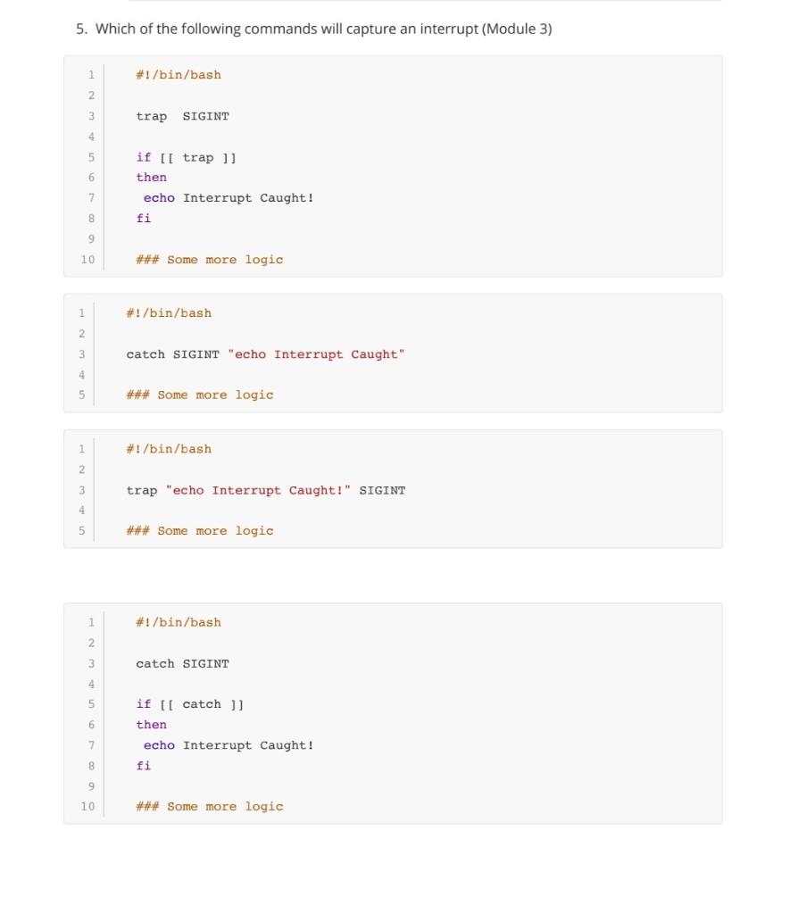 Solved 5. Which of the following commands will capture an | Chegg.com