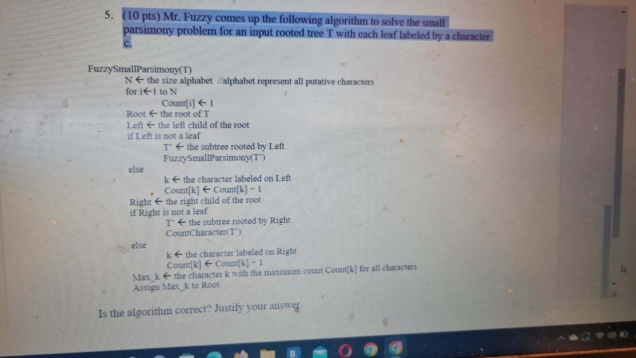 5. (10 pts) Mr. Fuzzy comes up the following | Chegg.com