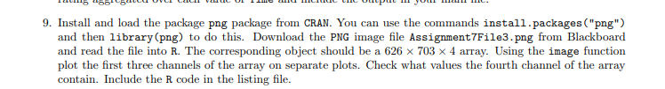 Solved 9. Install and load the package png package from | Chegg.com
