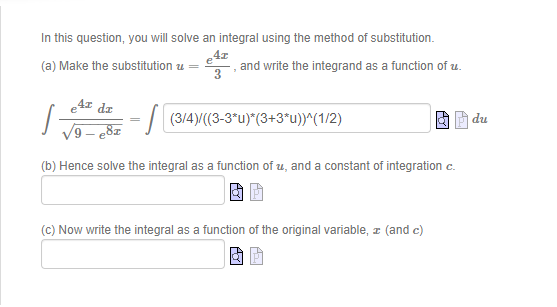 Solved In this question, you will solve an integral using | Chegg.com