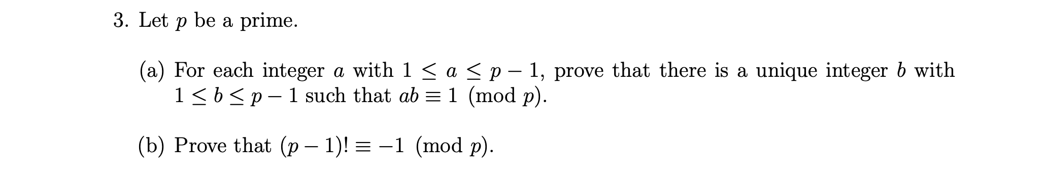 Solved 3. Let p be a prime. (a) For each integer a with | Chegg.com