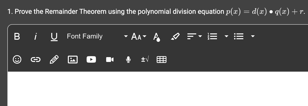 Solved 1. Prove the Remainder Theorem using the polynomial | Chegg.com