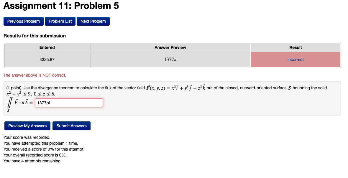 Solved Assignment 11: Problem 5 Previous Problem Problem | Chegg.com Solved Assignment 11: Problem 5 Previous Problem Problem | Chegg.com