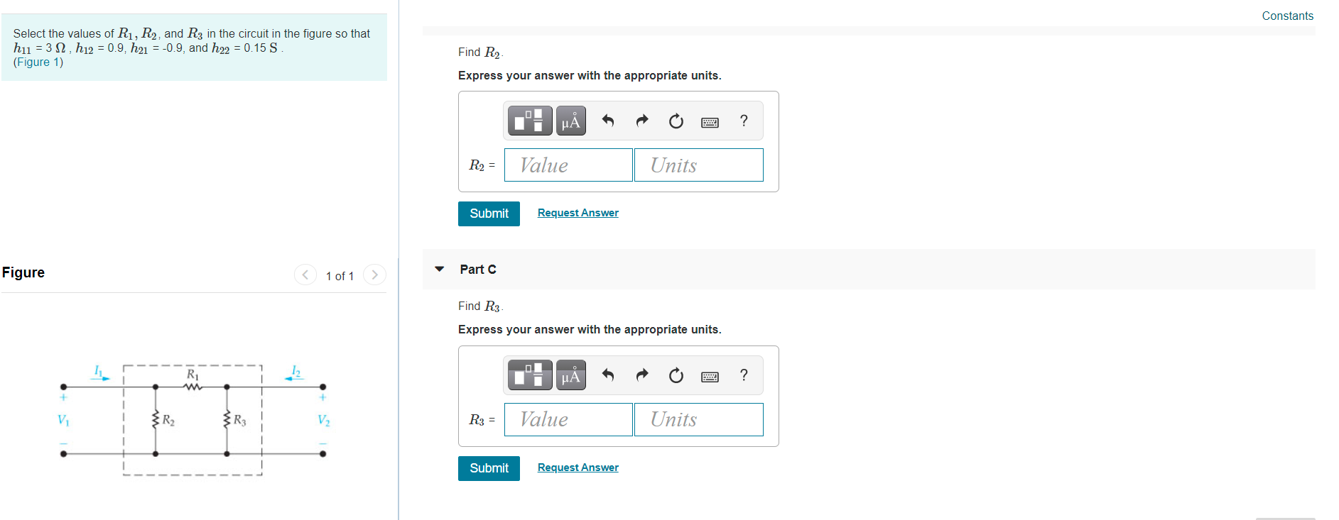 Solved Constants Select the values of R1, R2, and R3 in the | Chegg.com