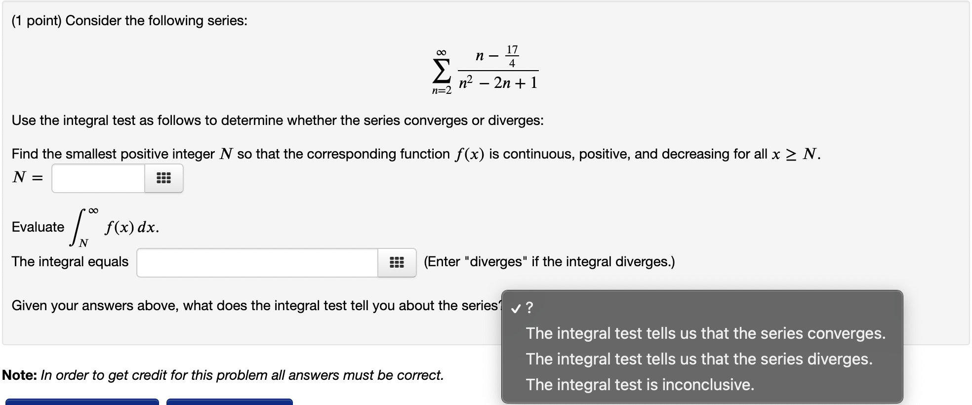 Solved (1 point) Consider the following series: | Chegg.com