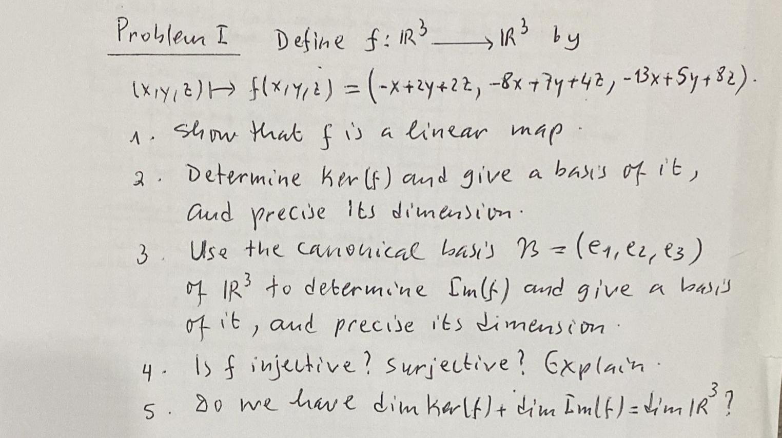 Solved Problem I Define f:R3 R3 by | Chegg.com