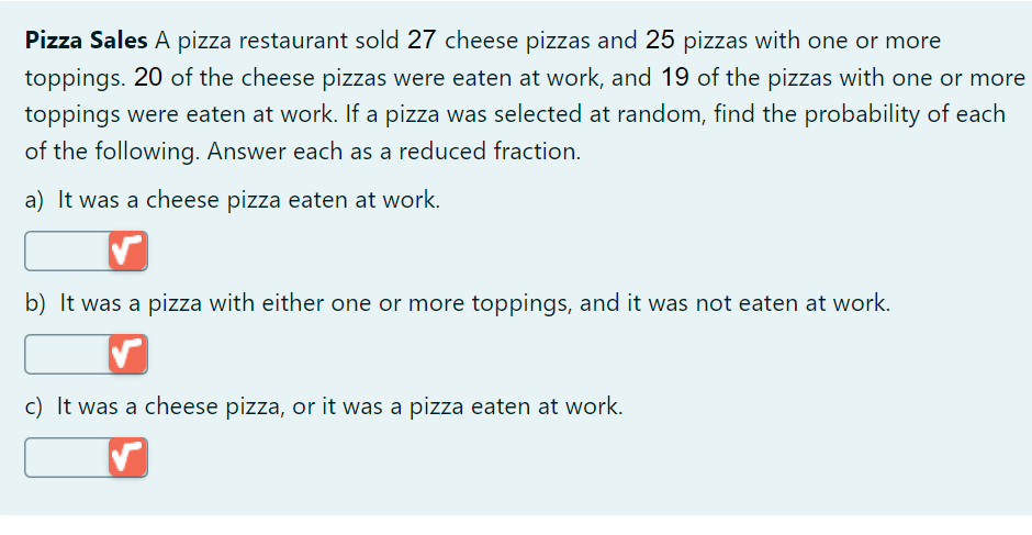 Solved Pizza Sales A pizza restaurant sold 27 cheese pizzas | Chegg.com
