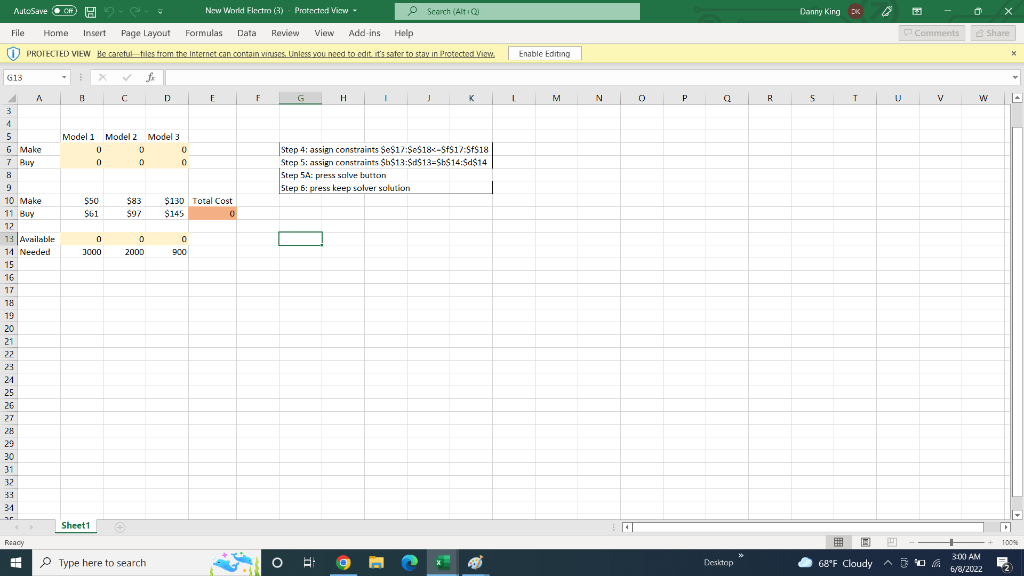 Solved AutoSave Off New World Electro (3) Protected View | Chegg.com