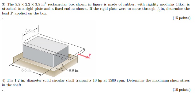 Solved 3) The 5.5 x 22 x 3.5 in rectangular box shown in | Chegg.com