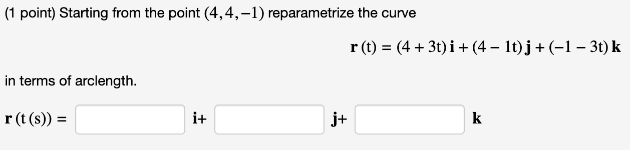Solved (1 point) Starting from the point (4,4,−1) | Chegg.com Solved (1 point) Starting from the point (4,4,−1) | Chegg.com