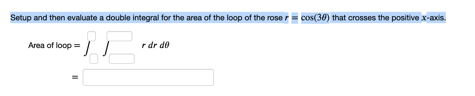 Solved Setup and then evaluate a double integral for the | Chegg.com
