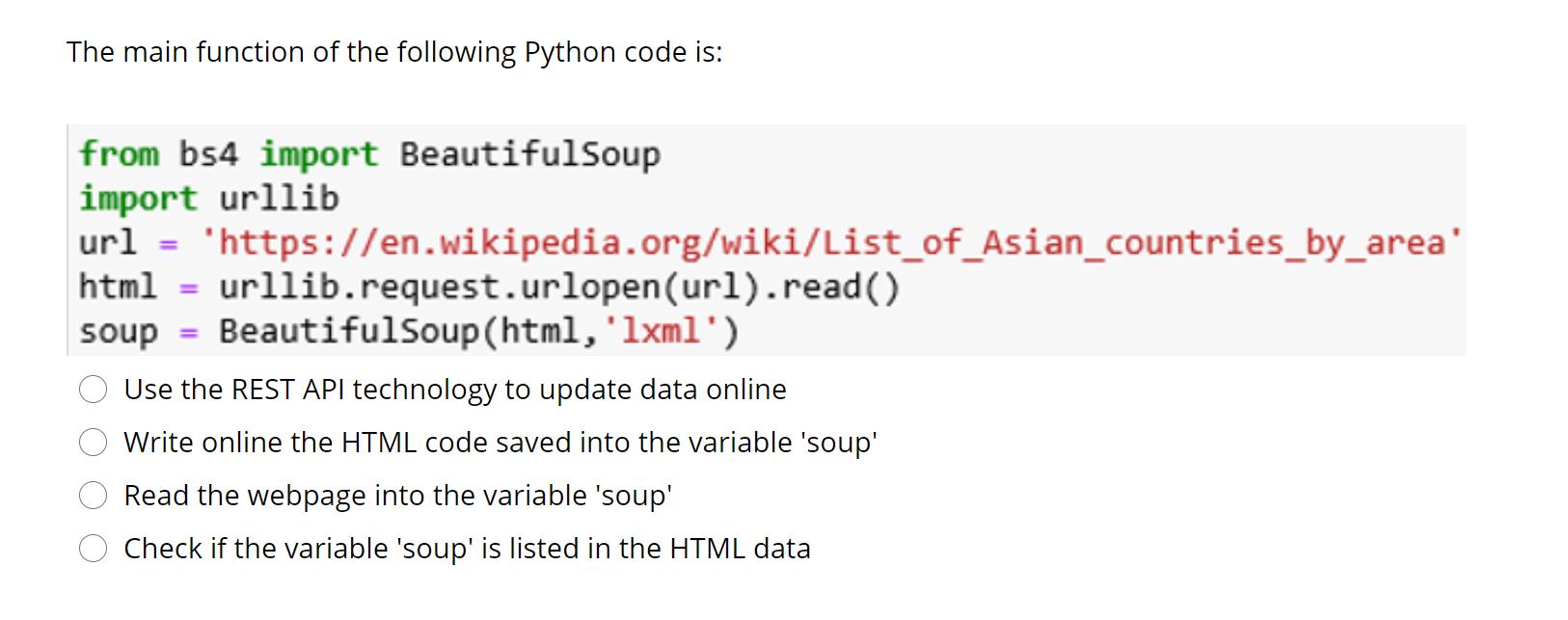 Solved One of the main characteristics of a RESTful API is: | Chegg.com