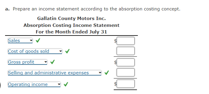 Solved Income Statements under Absorption Costing and | Chegg.com