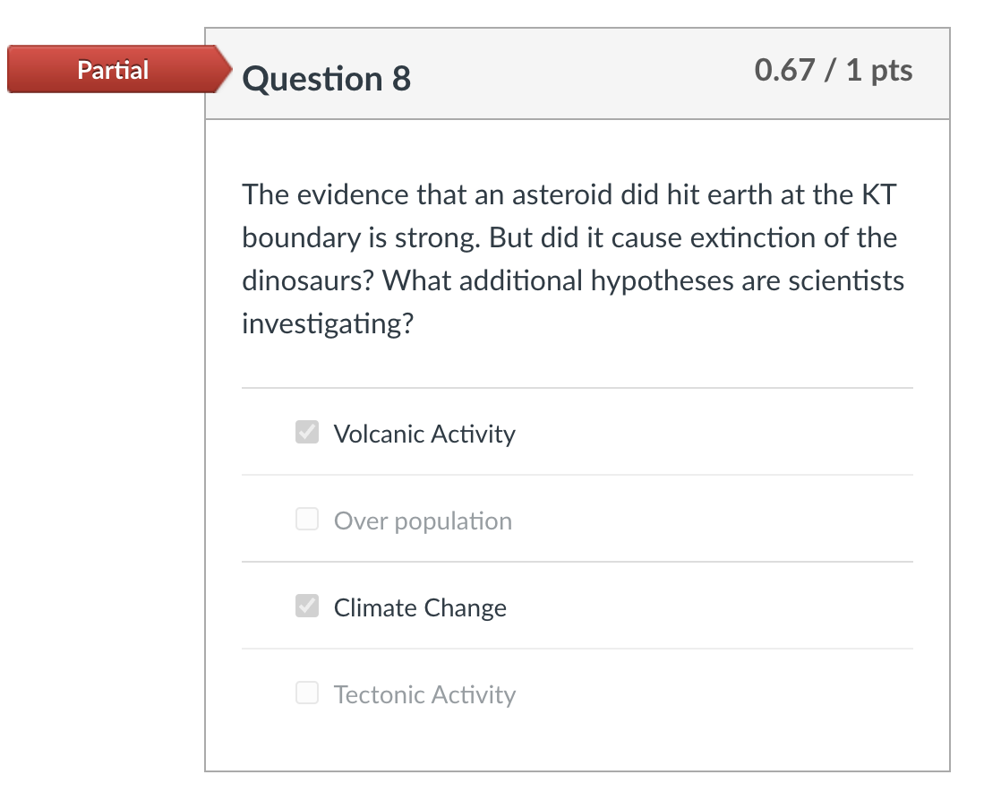 Solved The evidence that an asteroid did hit earth at the KT | Chegg.com