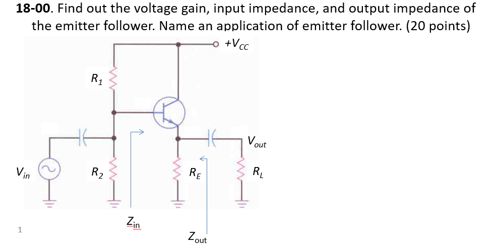 Solved 18-00. Find out the voltage gain, input impedance, | Chegg.com