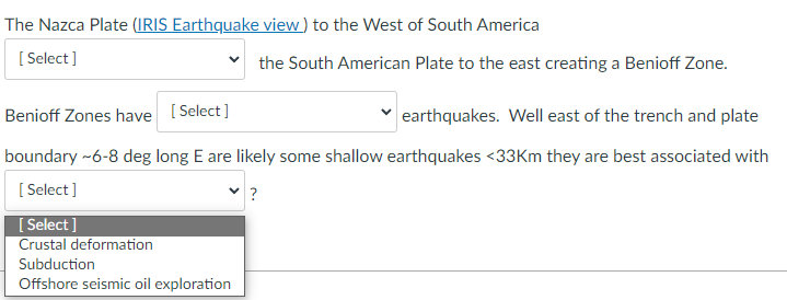 Solved The Nazca Plate ( to the West of South America the | Chegg.com
