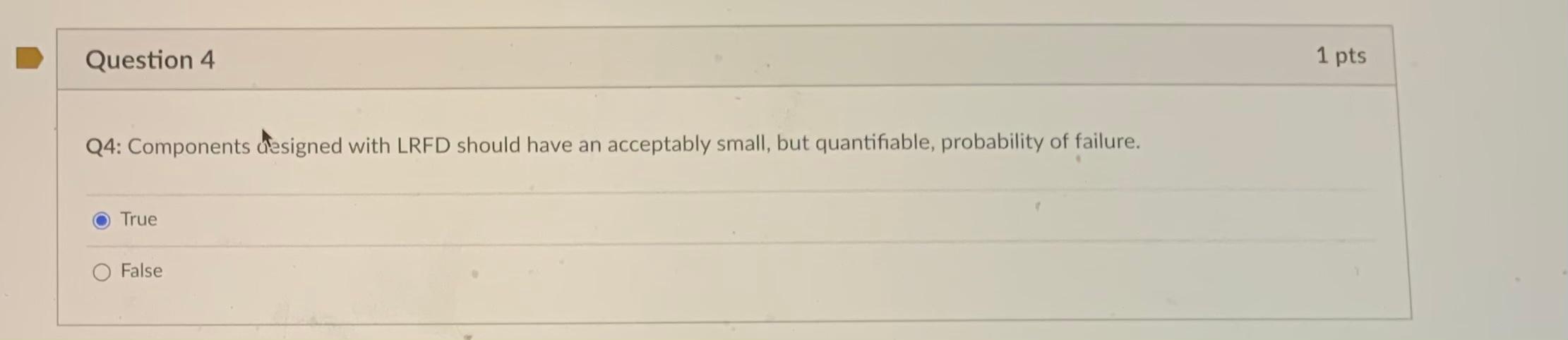 Solved Question 4 1 pts Q4: Components designed with LRFD | Chegg.com