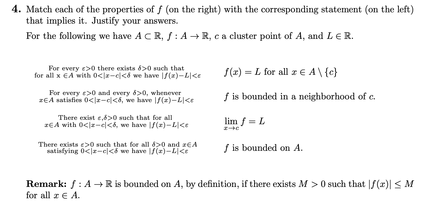 Solved - Match each of the properties of f (on the right) | Chegg.com