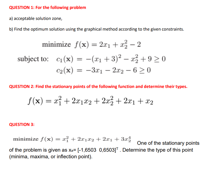Solved QUESTION 1: For the following problem a) acceptable | Chegg.com