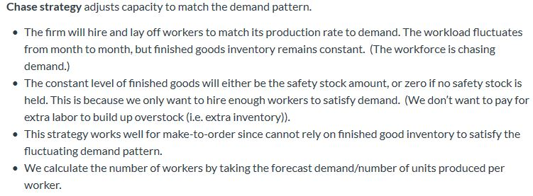 Solved Chase strategy adjusts capacity to match the demand | Chegg.com